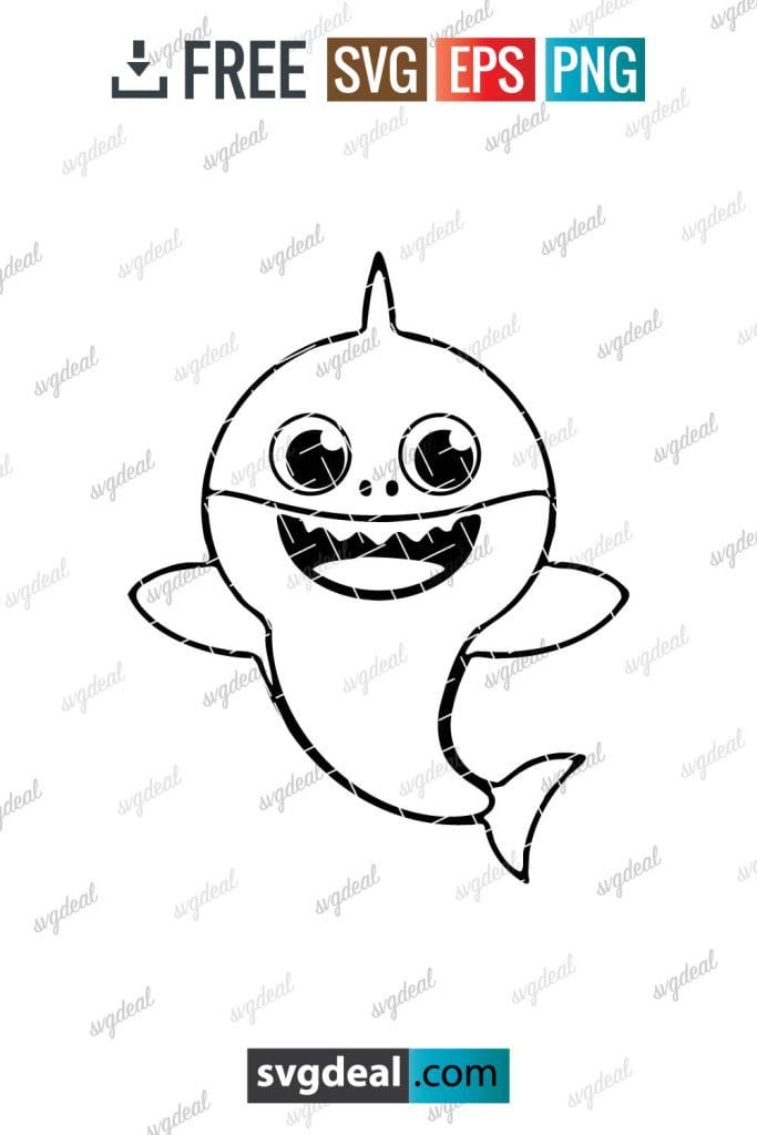 Free Baby Shark Outline Svg - SVGDeal.com