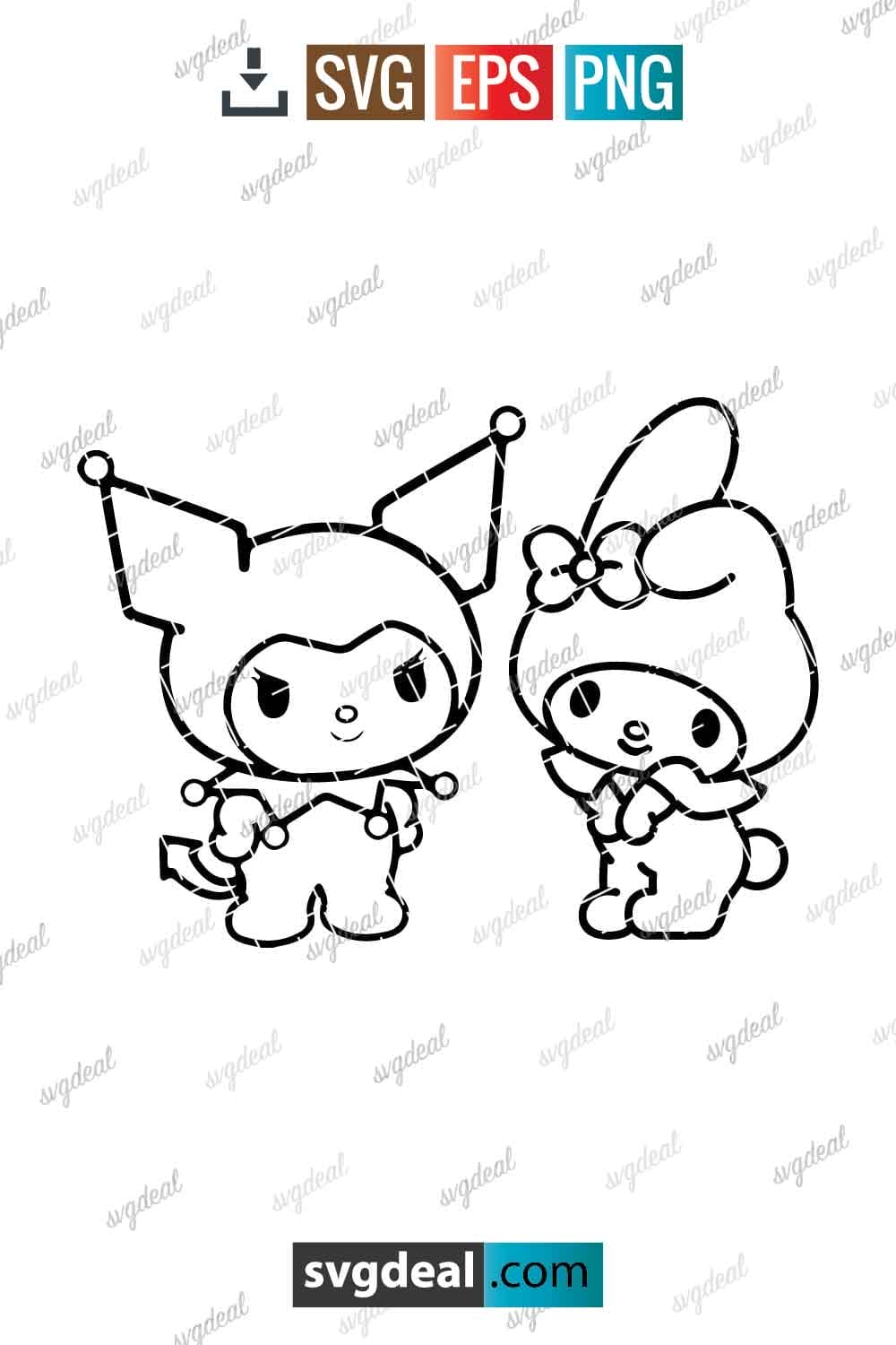 Free My Melody And Kuromi Svg - SVGDeal.com